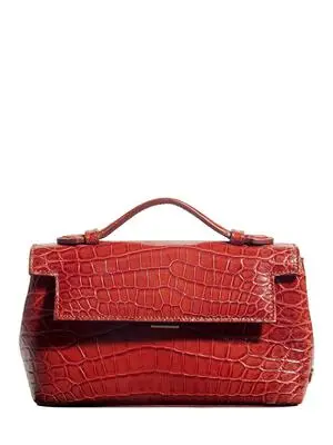 ANALEENA Crocodile Leather Top-Handle Bag
