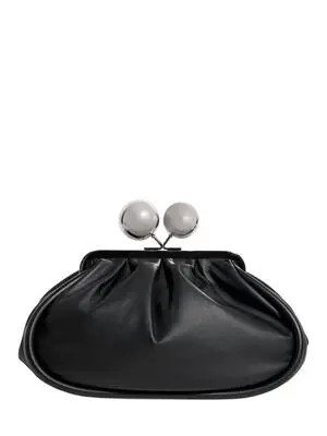 Max Mara Medium Leather Pasticcino Clutch - Black