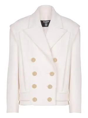 Balmain Wool-cashmere Pea Coat - White