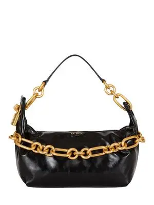 Balmain Leather Shoulder Bag With Chain - Black