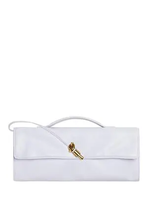 Bottega Veneta Leather Andiamo Clutch - Purple
