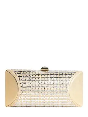 Rodo Satin Embellished Tube Plus Clutch Bag - White