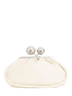 Max Mara Medium Leather Pasticcino Clutch - White