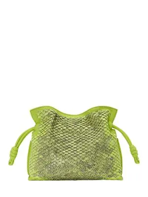 Loewe Mini Snakeskin Scales Flamenco Clutch - Green