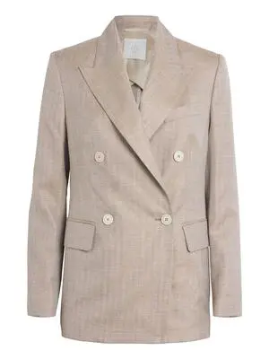 Eleventy Wool-silk-linen Double-breasted Blazer - Beige