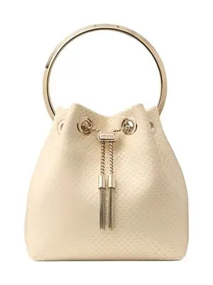 JIMMY CHOO Leather Bon Bon Top-handle Bag - Beige
