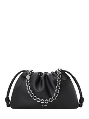 Loewe Large Leather Flamenco Shoulder Bag - Black