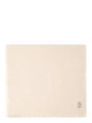 Brunello Cucinelli Cashmere Logo Scarf - Beige
