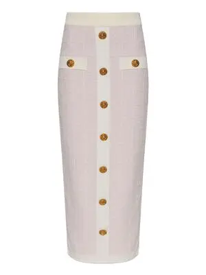 Balmain Pencil Midi Skirt With Lurex Thread - Pink