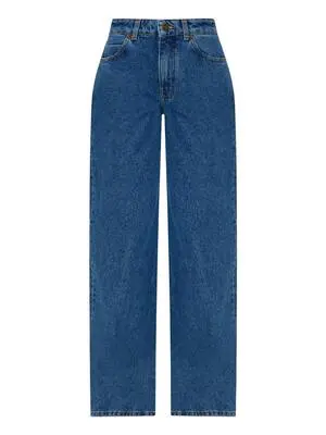Balmain Wide-leg Denim Trousers - Navy Blue