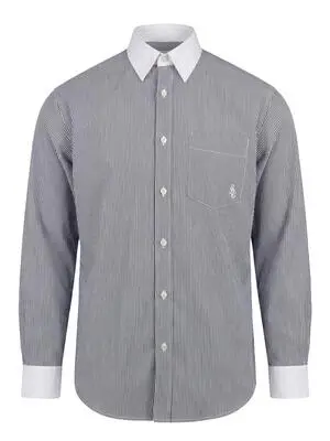 SPORTY & RICH Oversized Striped Shirt - Grey