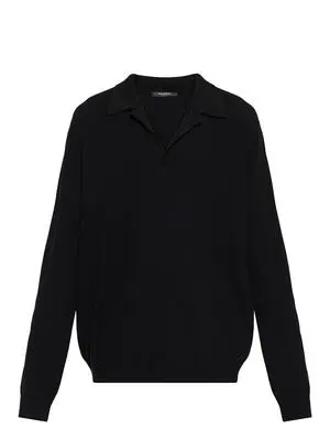 Balmain V-neck Ribbed Knit Sweater - Black