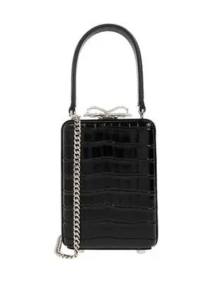 SELF-PORTRAIT Leather Box Clutch - Black