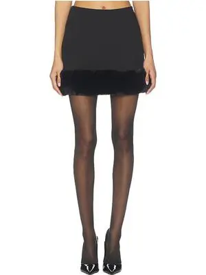Apparis Meadow Skirt With Faux Fur Trim - Black