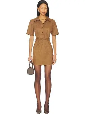 ELODIE THE LABEL Ace Faux Suede Mini Dress - Brown