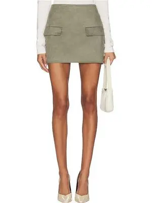 SNDYS. Amelia Faux Suede Mini Skirt - Olive