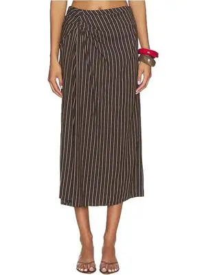 A.L.C. Striped Crepe Midi Skirt - Brown