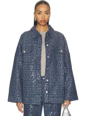BY.DYLN Sequined Denim Jacket - Blue