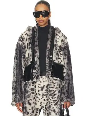AKNVAS Faux Fur Leopard Jacket - Black