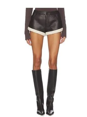 UNDERSTATED LEATHER Faux Shearling Leather Short - Chocolate