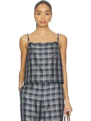 Theory Bind Strap Plaid Top - Navy