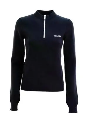 Miu Miu Wool Half-zipper Sweater - Blue