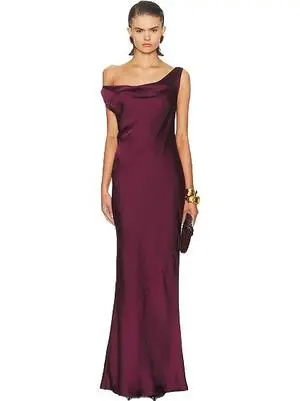Norma Kamali Drop Shoulder Maria Gown - Plum