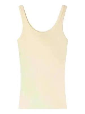 Sandro Ribbed Vest Top With Embroidered Detail - Yellow
