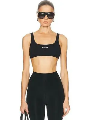 Versace Cotton Rib Bra Top - Black