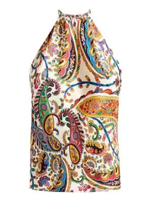 Etro Floral Paisley Halterneck Blouse - Neutrals