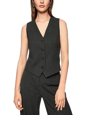 MARC CAIN Fitted Waistcoat With Belt - Flannel