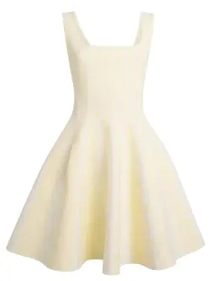 Maje Mini Jacquard Skater Dress - Pale Yellow