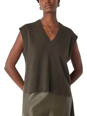 Whistles Wool V-neck Tank - Khaki