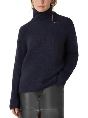 Whistles Alpaca Blend Funnel Knit Sweater - Navy