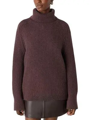 Whistles Heavy Gauge Roll Neck Knit Sweater - Brown