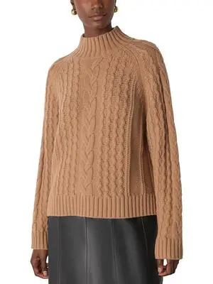 Whistles Cable Wool-blend Knit Sweater - Camel
