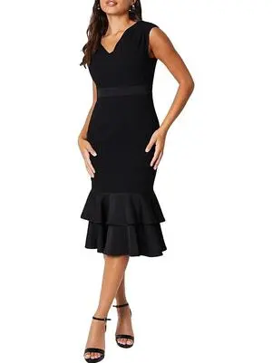 Coast Satin Back Crepe Peplum Dress - Black