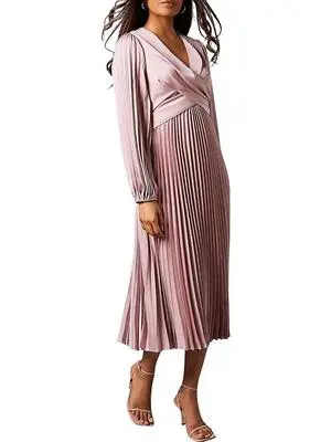 Coast Petite Pleat Skirt Midi Dress - Antique Rose