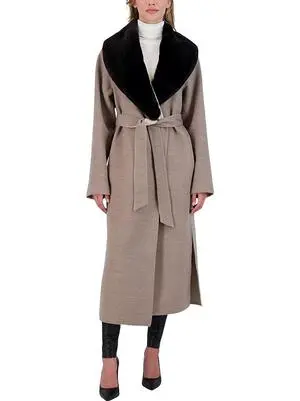 Gorski Wool Coat With Detachable Shearling Lamb Collar - Taupe/beige