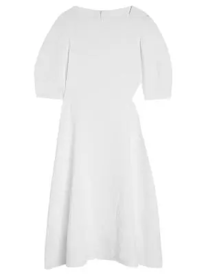 JIL SANDER Linen Midi Dress - Optic White