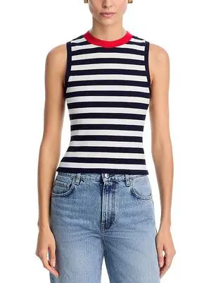 French Connection Esmae Ribbed Sleeveless Top - Marine/white
