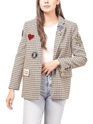 Central Park West Patchwork Blazer - Houndstooth