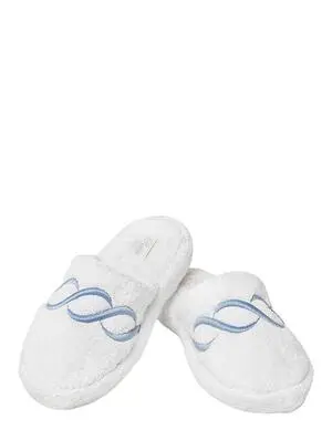 PRATESI Treccia Braid Embroidery Slippers - White/medium Blue