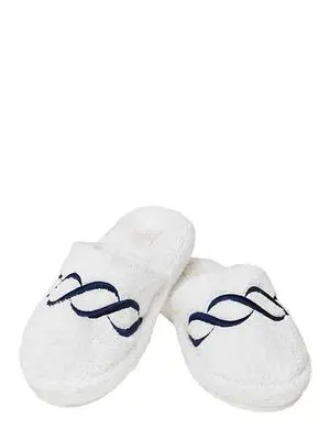 PRATESI Treccia Braid Embroidery Slippers - White/navy