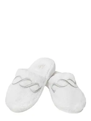 PRATESI Treccia Braid Embroidery Slippers - White/sterling