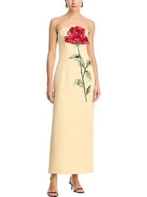 LEO LIN Rayna Applique Rose Maxi Dress Exclusive - Butter