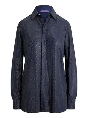 Ralph Lauren Silk Embellished Adrien Shirt - Navy