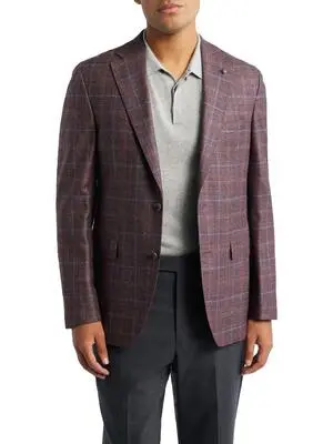 JACK VICTOR Mcallen Plaid Wool & Silk Blend Sport Coat - Mauve