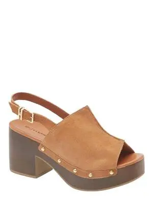 BUTTERO® Slingback Peep Toe Platform Sandal - Castanho