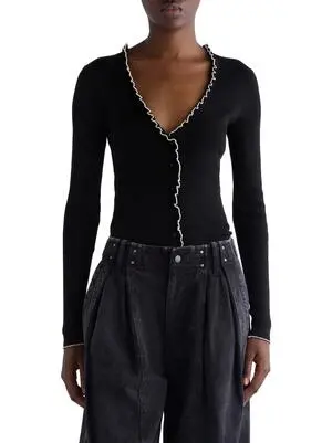 Isabel Marant Izae Silk & Cotton Rib Cardigan - Black
